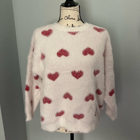 Tops | Fuzzy Heart Sweater | Poshmark